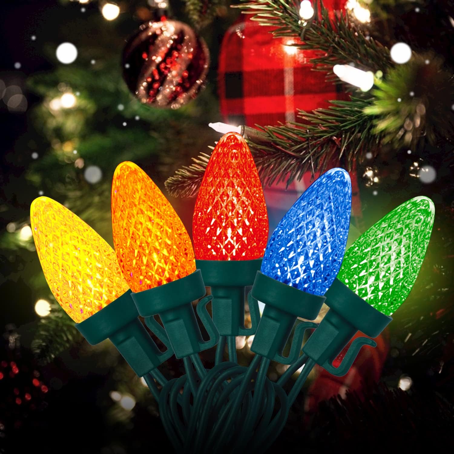 Jumbo C9 Christmas Pathway Lights Outdoor - 2 Pack Total 17 Feet 10 LED ...