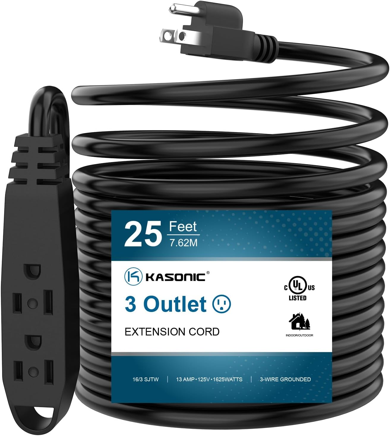 PLUGTUL Rallonge extérieure de 7,6 m - Étanche - Calibre 16/3 - Noir ...