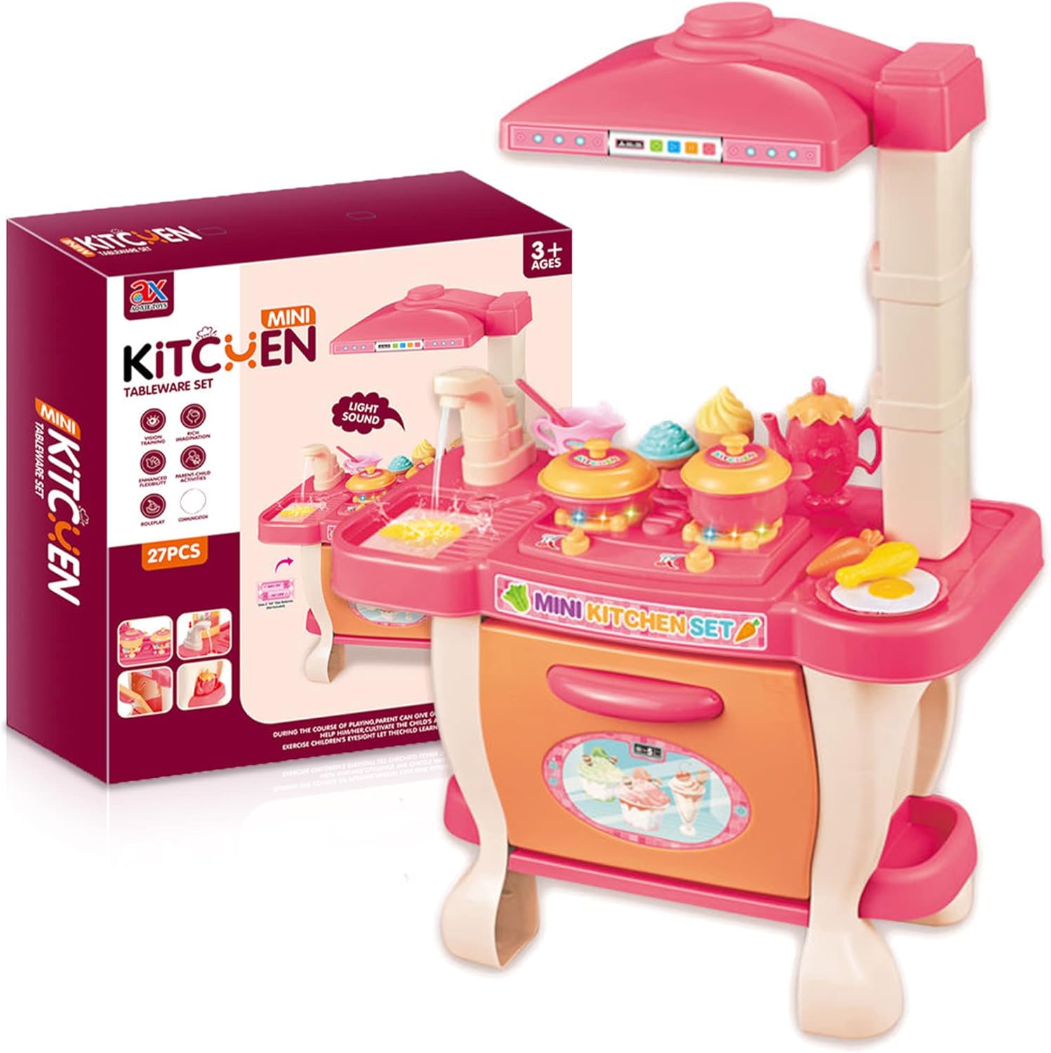 Amazon.com: 27-Piece Mini Kitchen Playset with Sink - Pretend Play ...