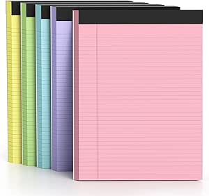 Amazon.com : AILZFEI 5 Pack Colored Legal Pads 8.5 x 11 College Ruled ...