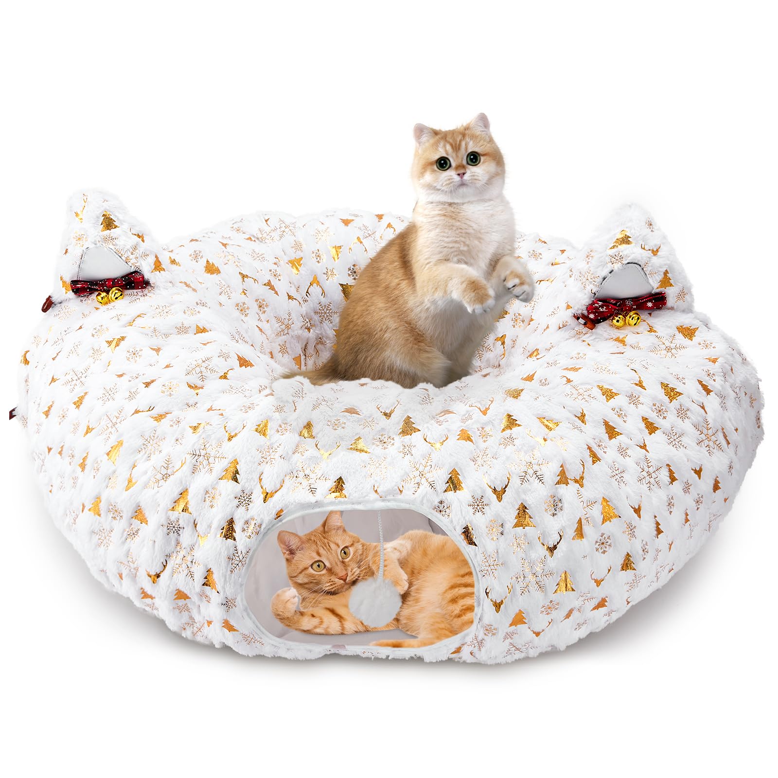 Amazon.com : Ipixune Cat Tunnel Bed for Indoor Cats, 3-in-1 Christmas ...