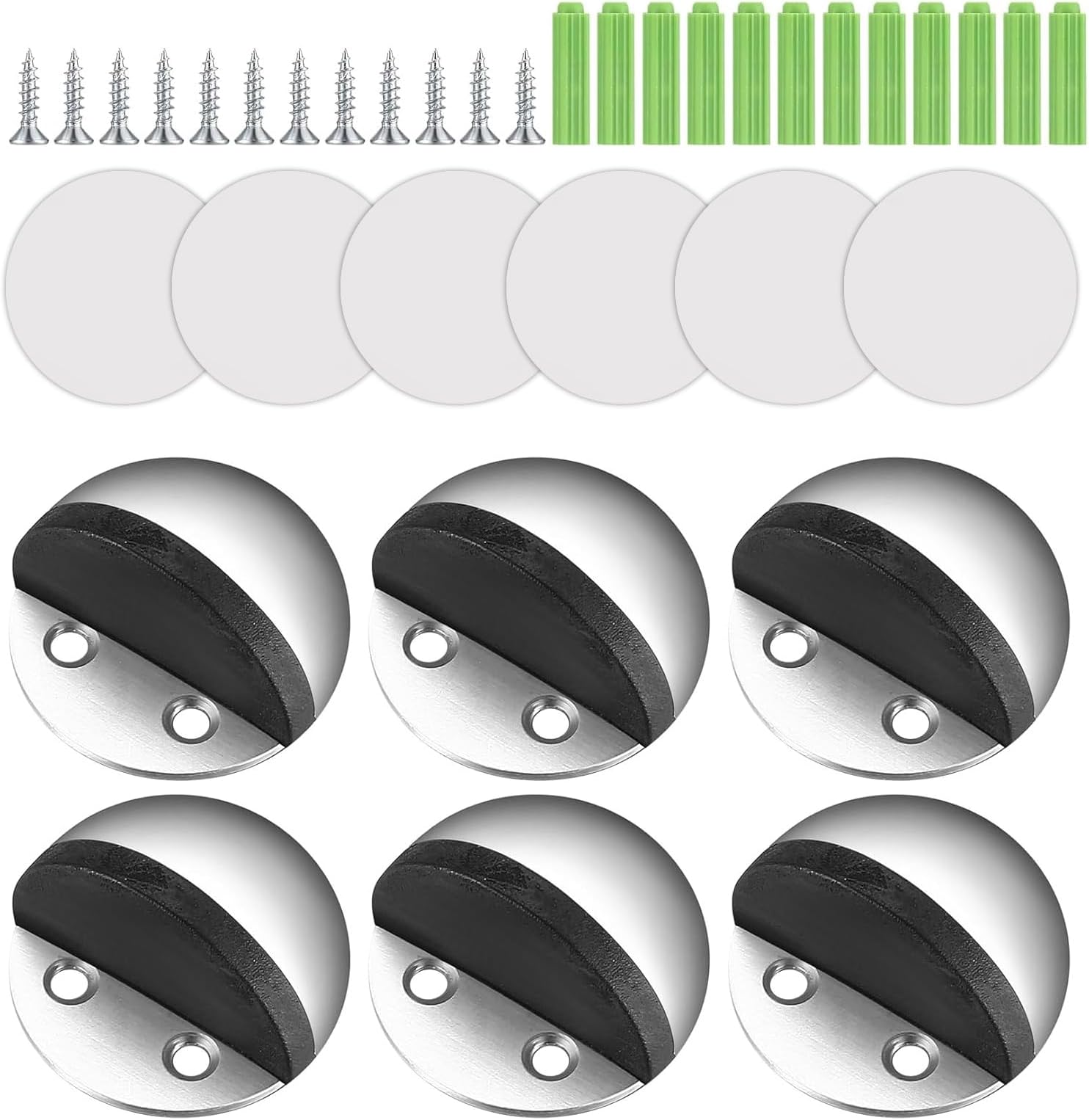 3-Pack Oval & Half Moon Floor Door Stoppers - Mounted with Screws or ...