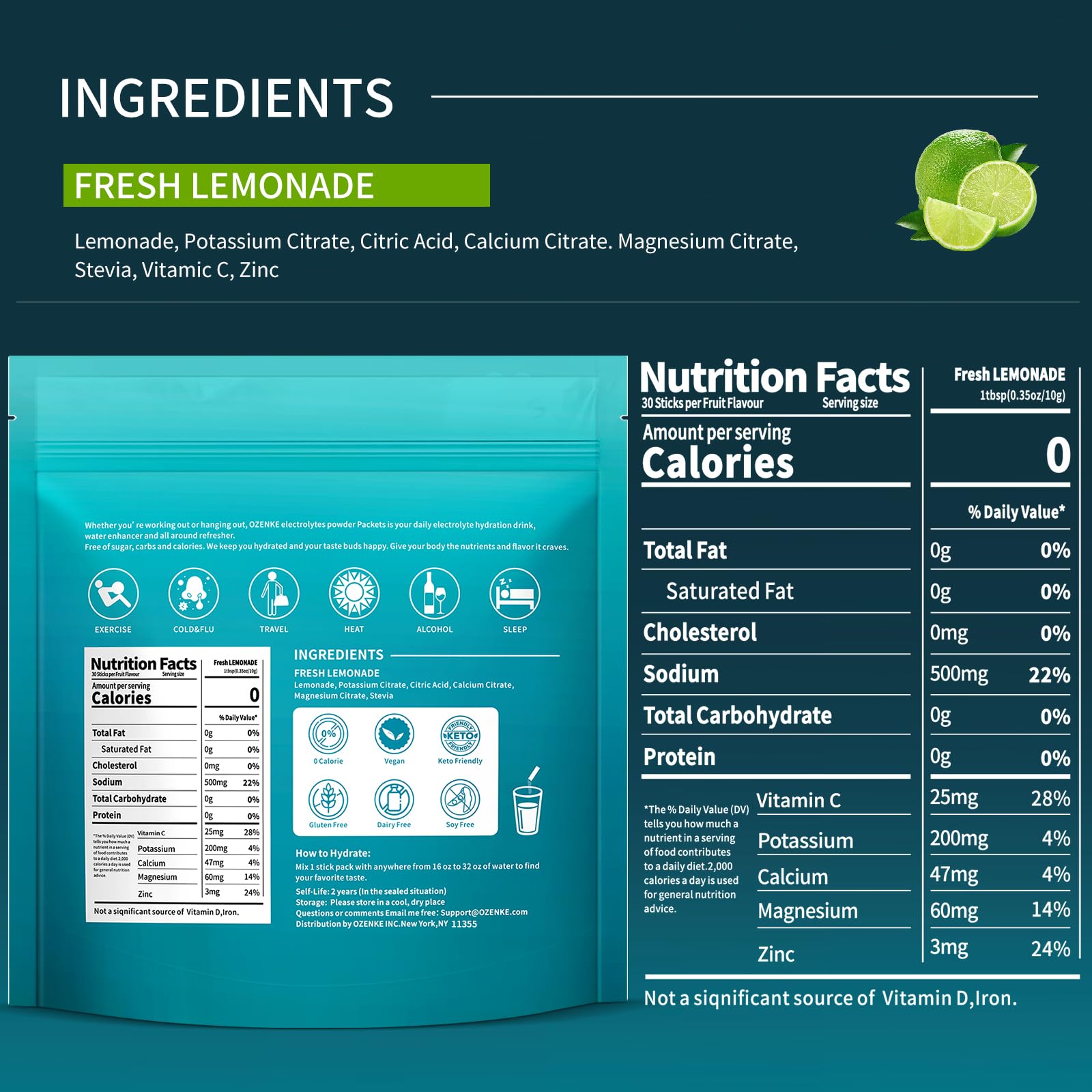Snapklik.com : Electrolytes Powder Packets,30 Sticks Hydration Packets ...