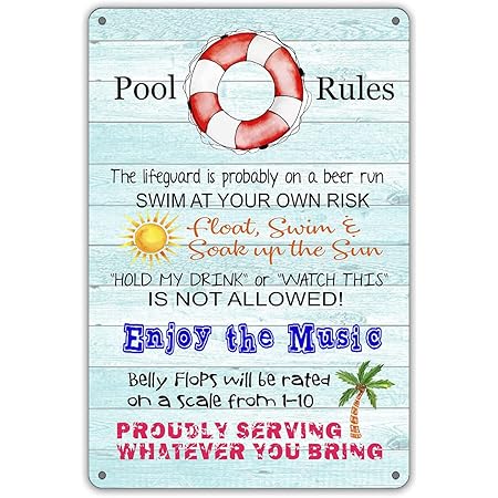 Amazon.com : Funny Pool Sign, Lifeguard on Beer Break, 9x12 Pool ...