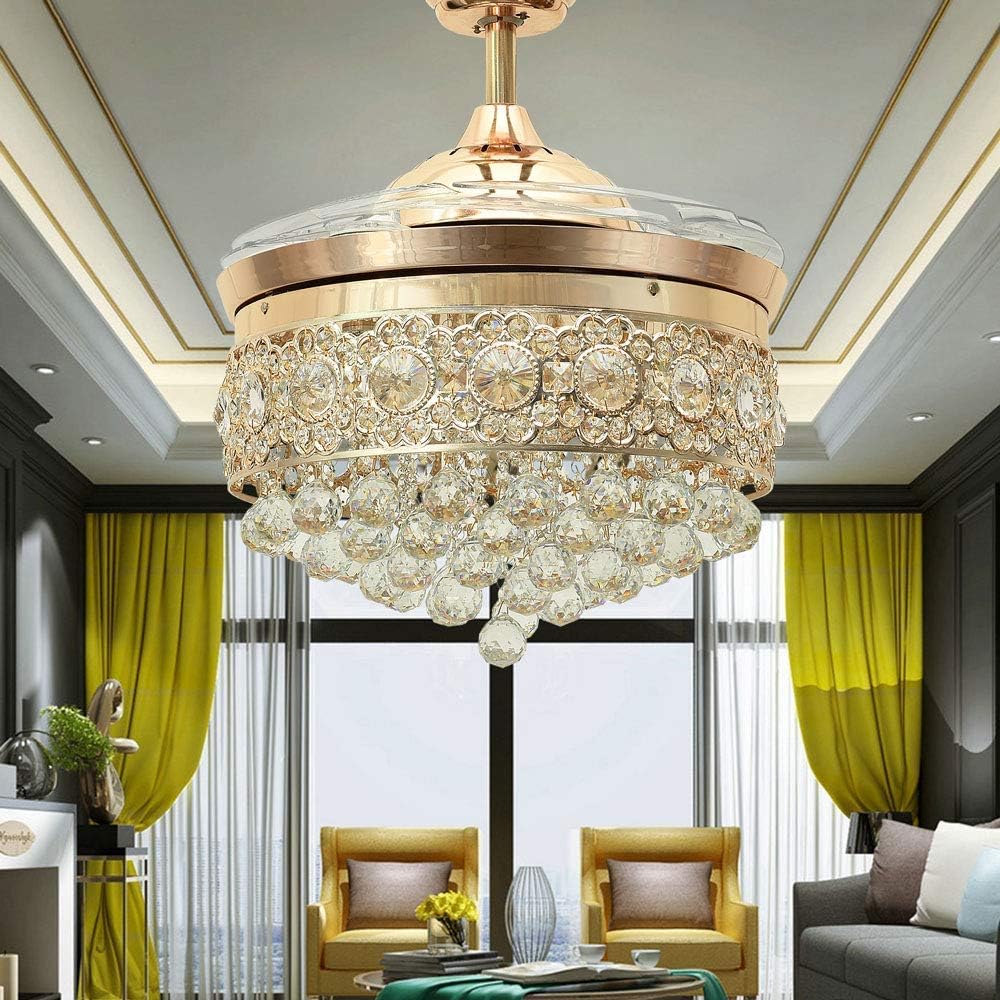 Amazon.com: 52" Gold Ceiling Fans with LED Light Remote Control, Down ...