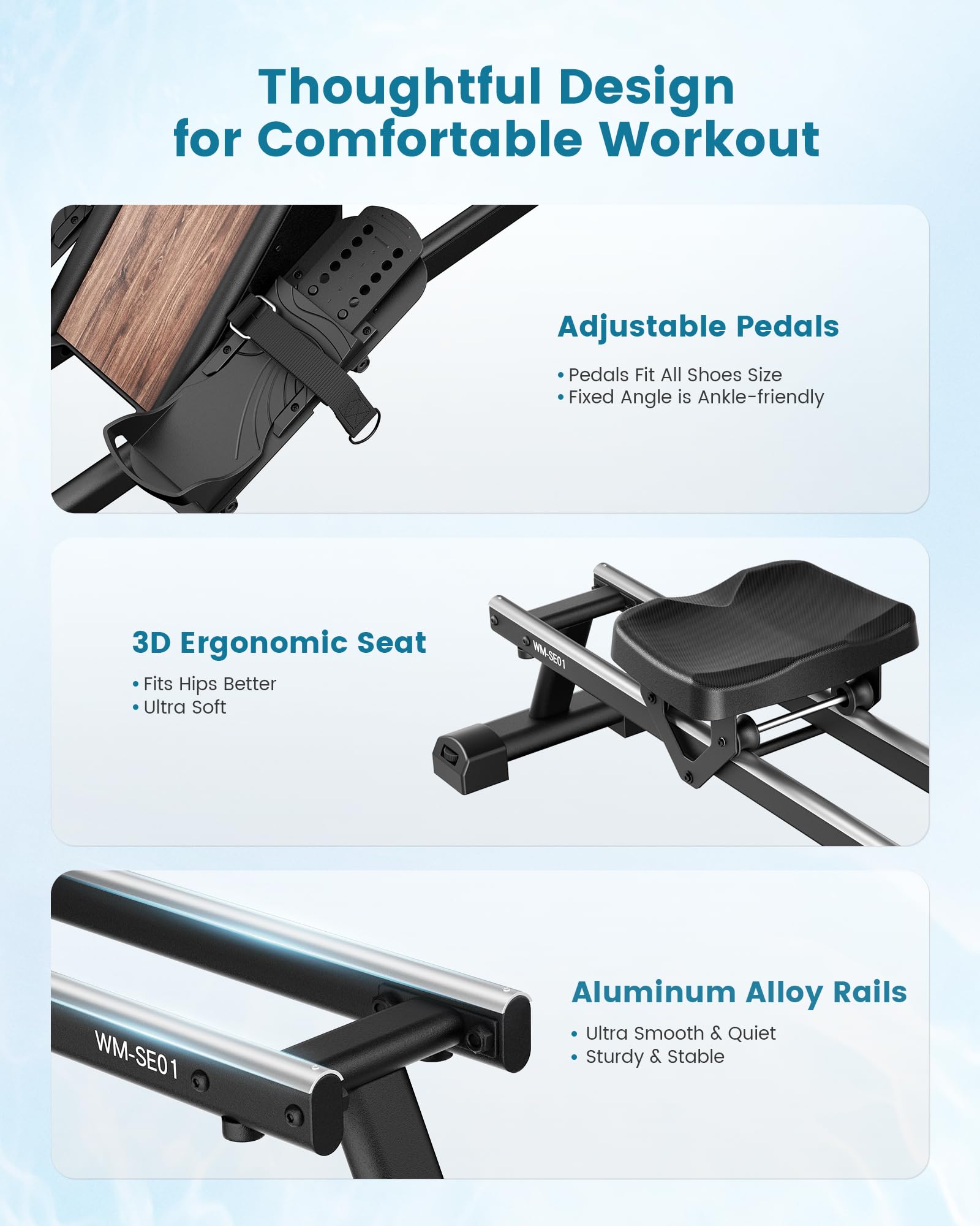 YOSUDA Water Rowing Machines for Home Use 400LBS Weight Capacity ...