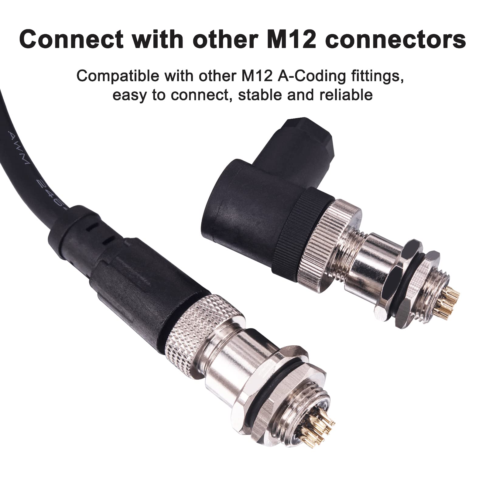 Lonlonty Aviation Panel Mount Connector M12, 8 Pin M12 12mm Connector ...