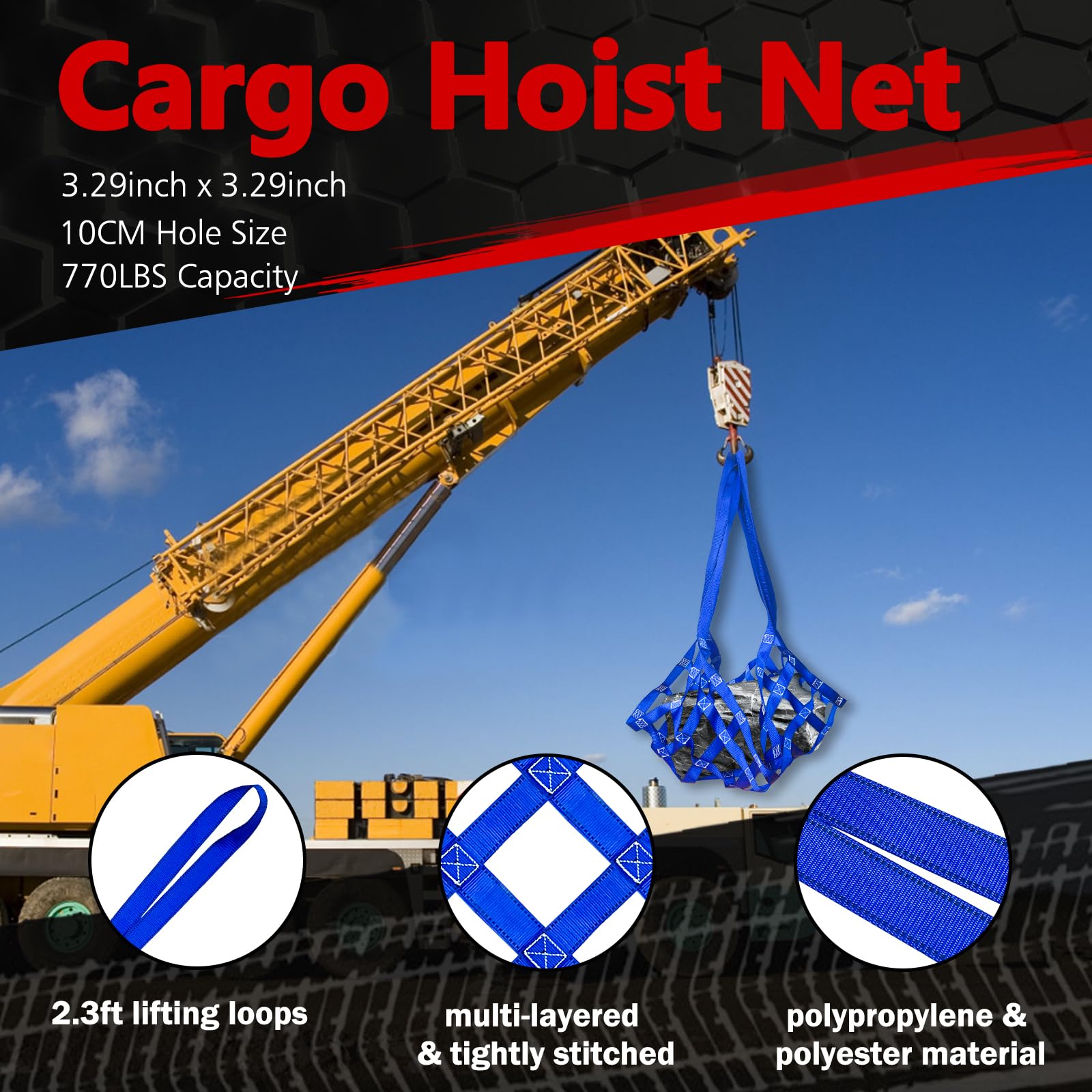 Snapklik.com : FITHOIST Cargo Lifting Net 770LBS, 328x328 Safety Straps ...