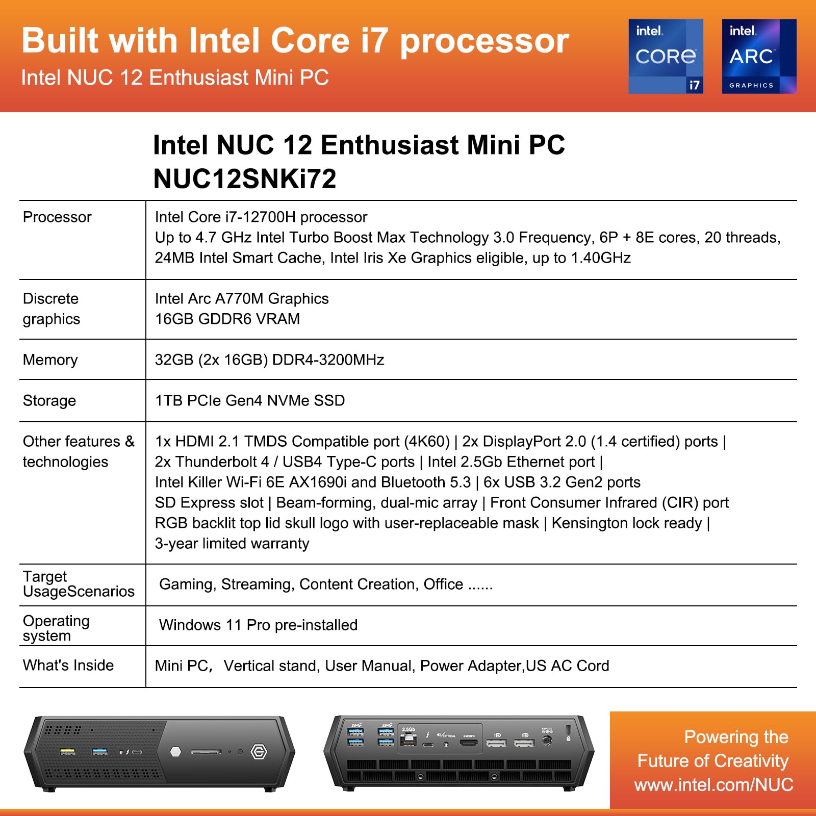 Snapklik.com : Intel NUC 12 Enthusiast Mini PCs 14 Cores i7-12700H ...