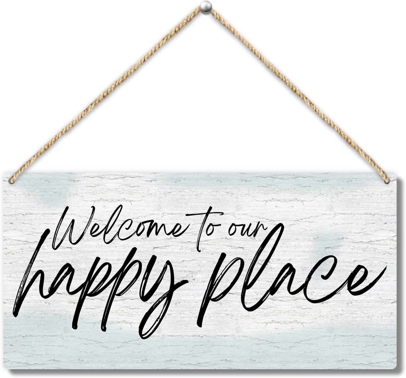 Amazon.com : Welcome to Our Happy Place Rustic Wooden Hanging Sign ...