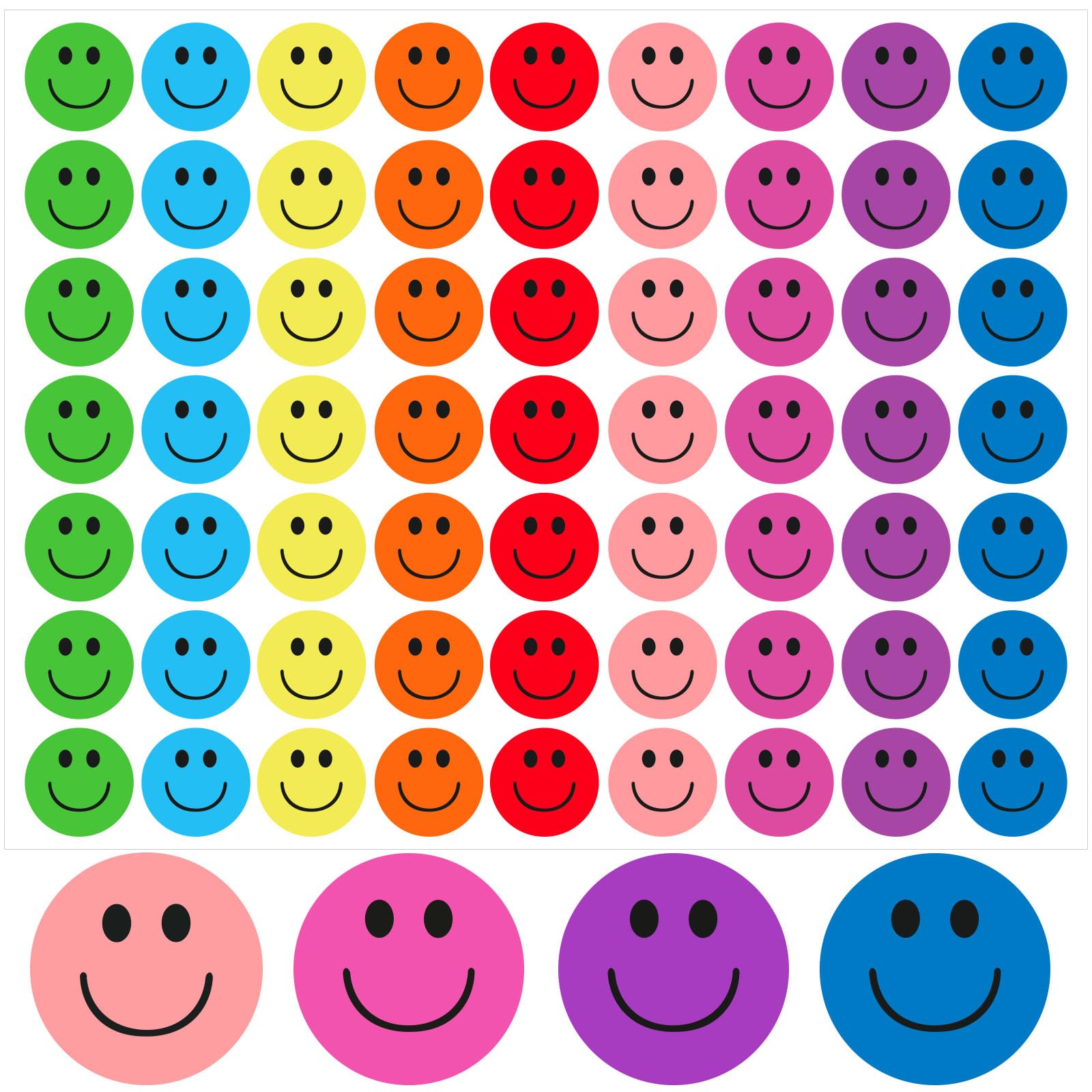 Snapklik.com : Happy Smile Face Stickers 1 Inch Large Happy Face Decal ...