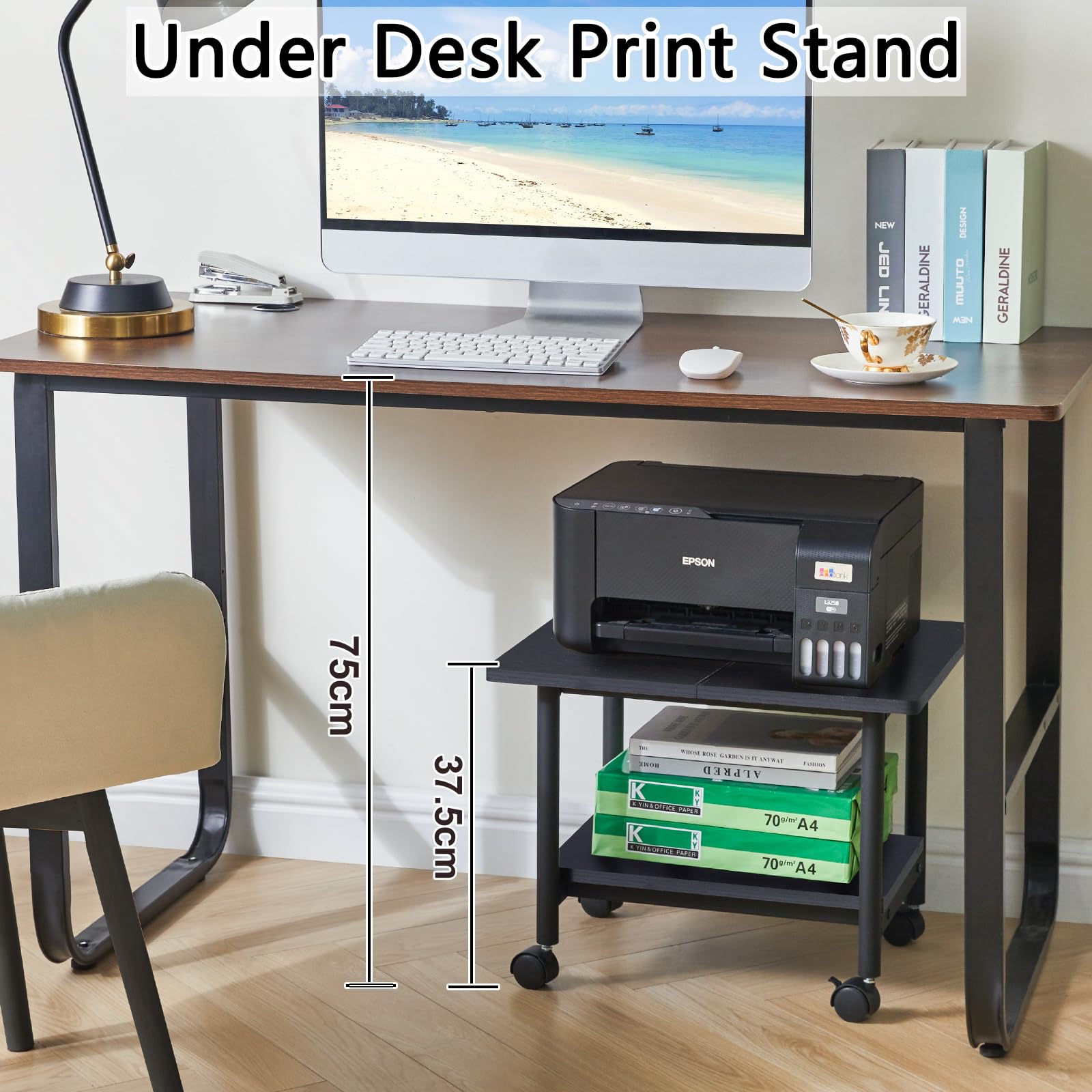 Snapklik.com : Under Desk Printer Stand, 2-Tier Industrial Printer Cart ...