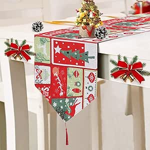Amazon｜Hopeholic テーブルランナー クリスマス レッド テーブルセンター 赤 おしゃれ 食卓飾り クリスマス飾り トナカイ33cm×180cm｜テーブルランナー オンライン通販