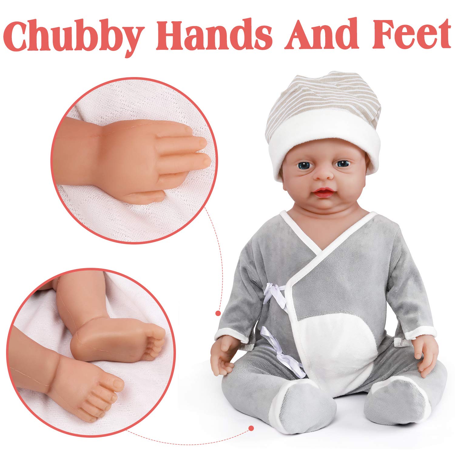 Vollence 18 inch Full Silicone Realistic Baby Doll,Not Vinyl Material ...