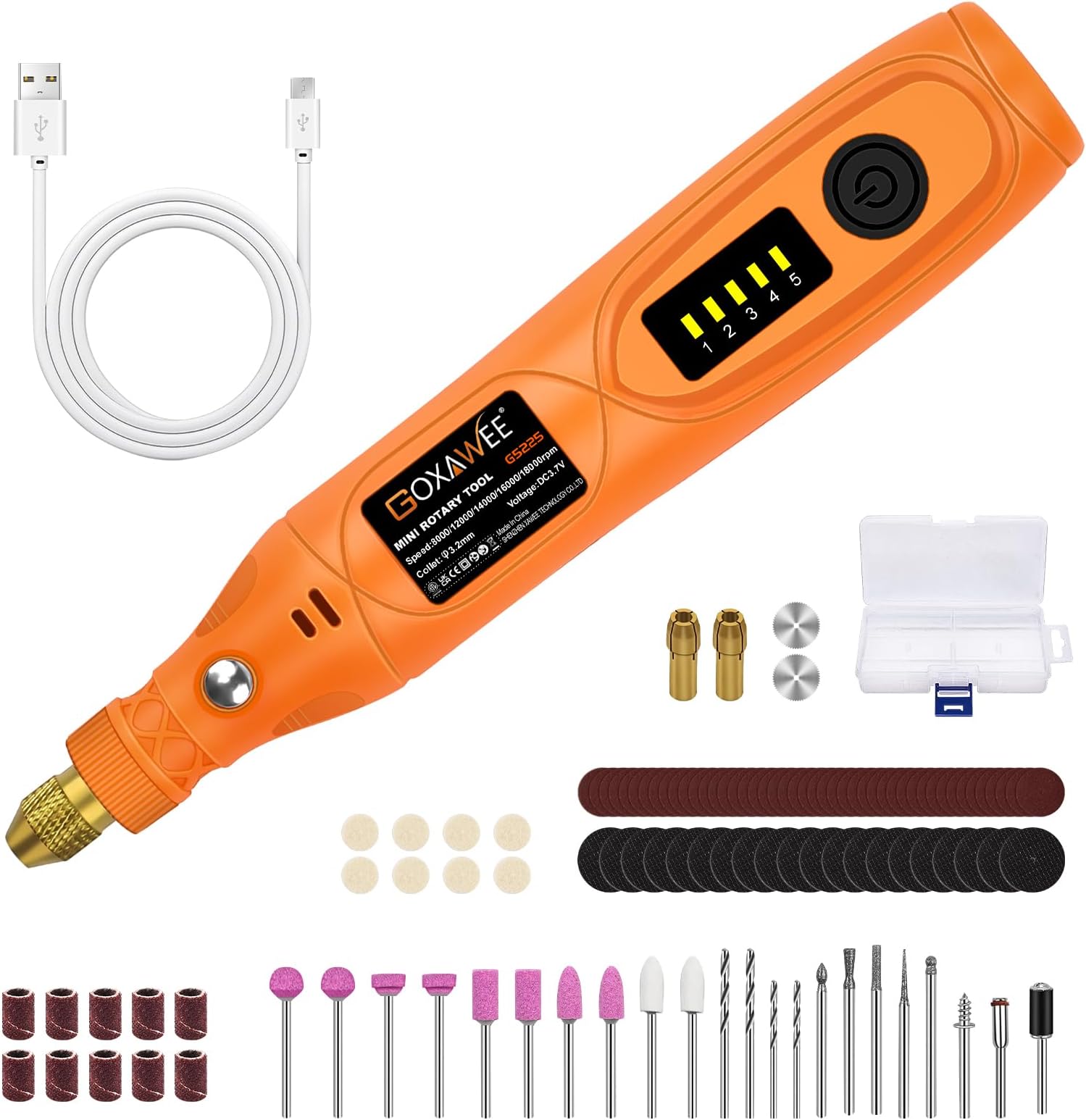 GOXAWEE Mini Cordless Rotary Tool with 3.6V Li-ion Battery, 3 Rotation ...