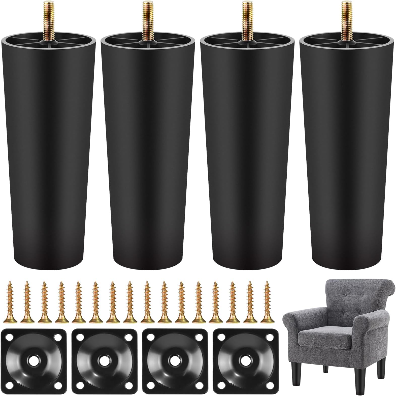 Amazon.com: GGLTECK Furniture Legs, 6 Inch Sofa Legs M8(5/16'') Thread ...