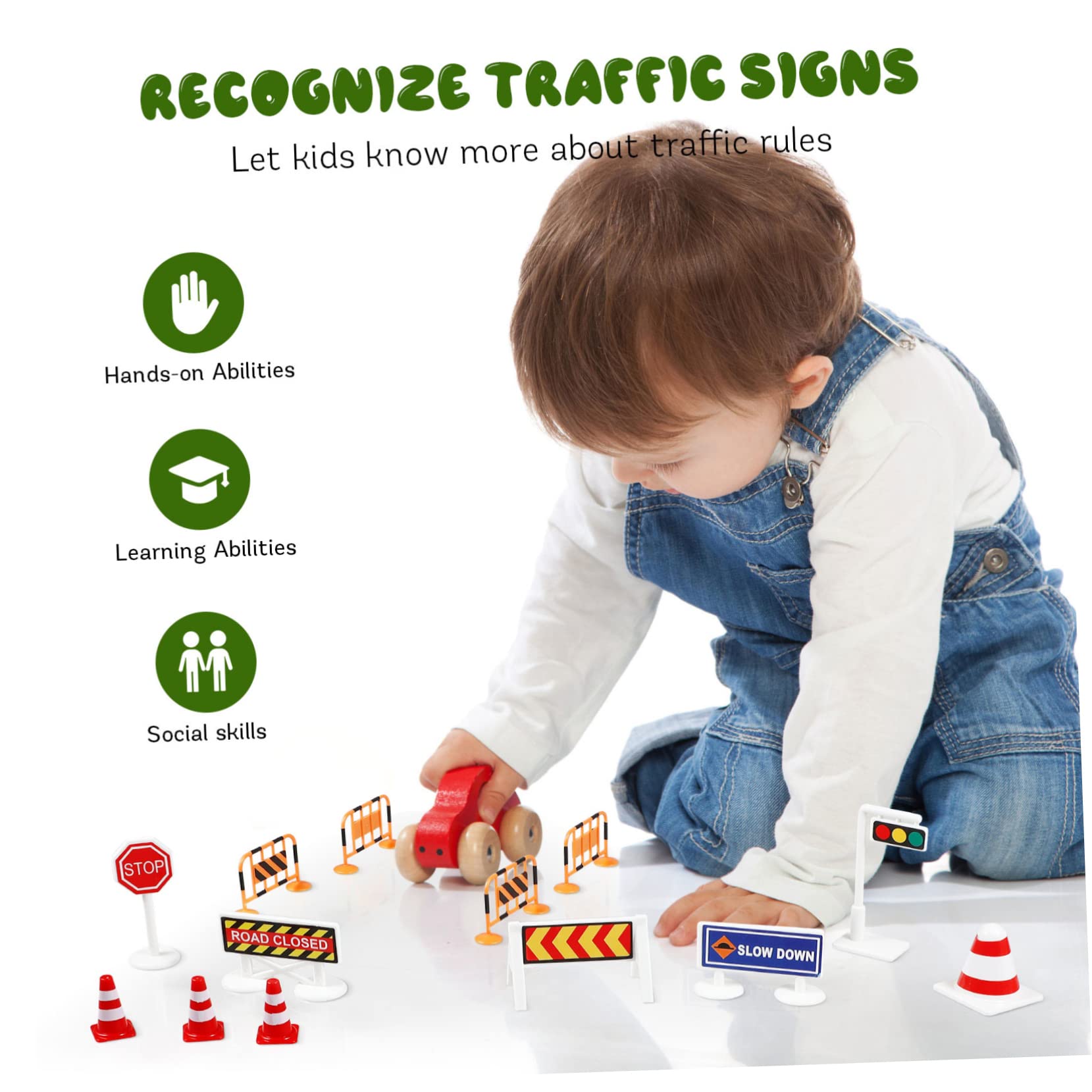 Kids Traffic Toys Mini Traffic Sign Toy Set - 6 Piece Educational Road ...
