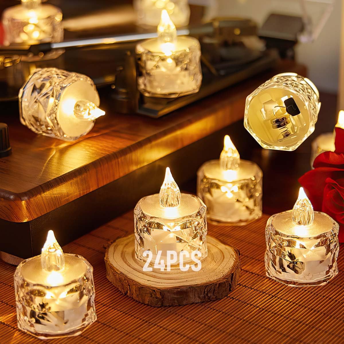 Velas LED, ZQSQD Velas LED Recargables 24 piezas, Velas LED Pilas ...