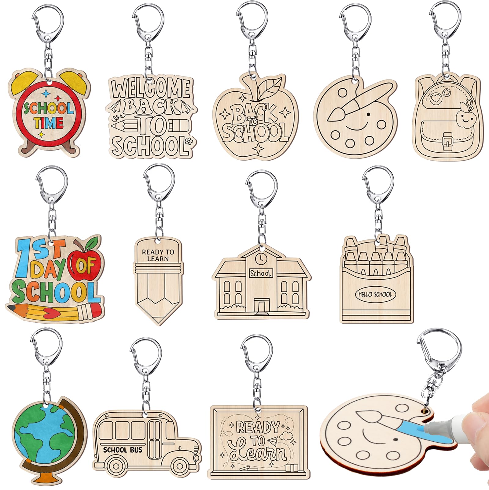 Buy 24 Pcs First Day of School Craft for Kids Color Your Own Back to ...