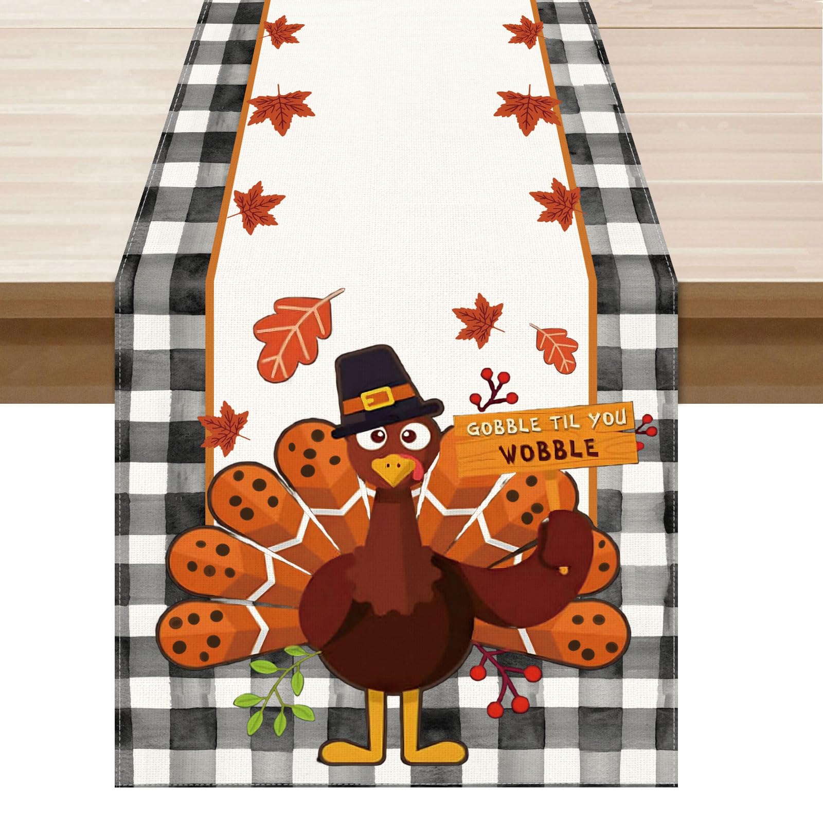 Amazon.com: BOTB LIHM Thanksgiving Table Runner Maple Leaf Turkey ...
