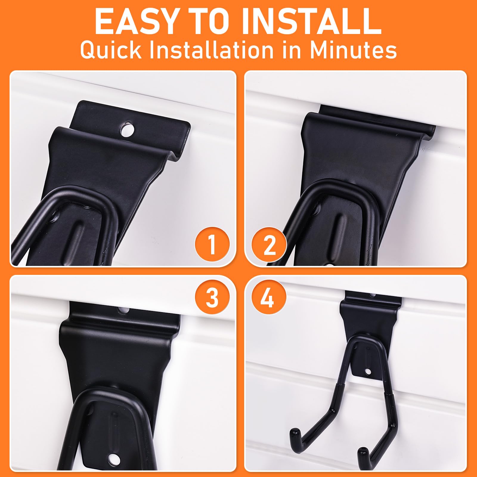 Snapklik.com : 36 Pack Heavy Duty Slatwall Hooks, Black Garage Slatwall ...