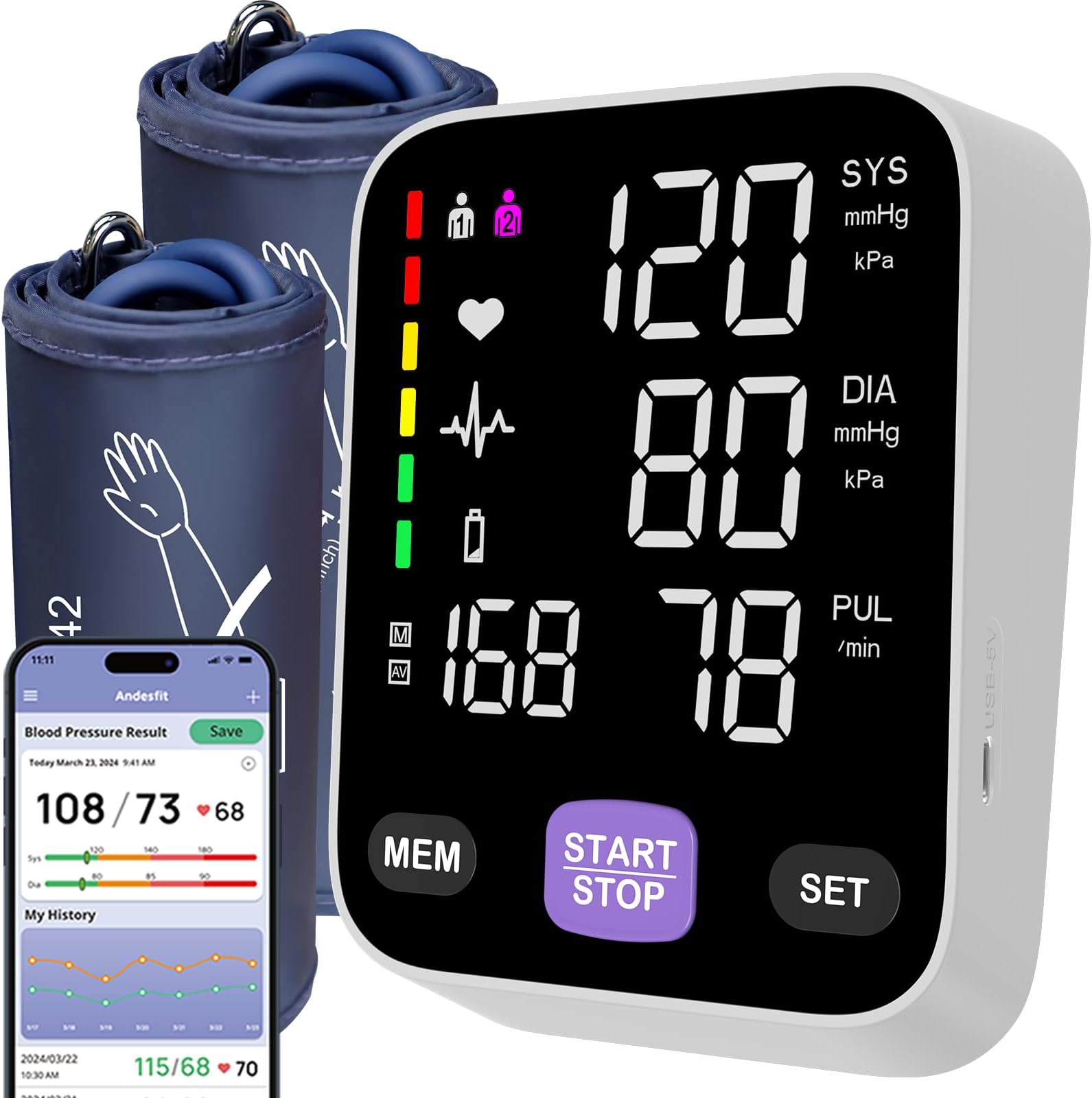 Amazon.com: Bluetooth Blood Pressure Monitors for Home use Come with 17 ...
