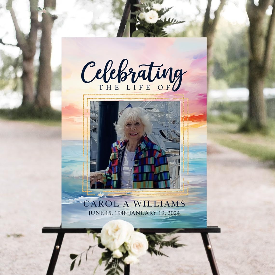 Amazon.com : Personalized Funeral Sign Design, Memorial Sign, Happy ...