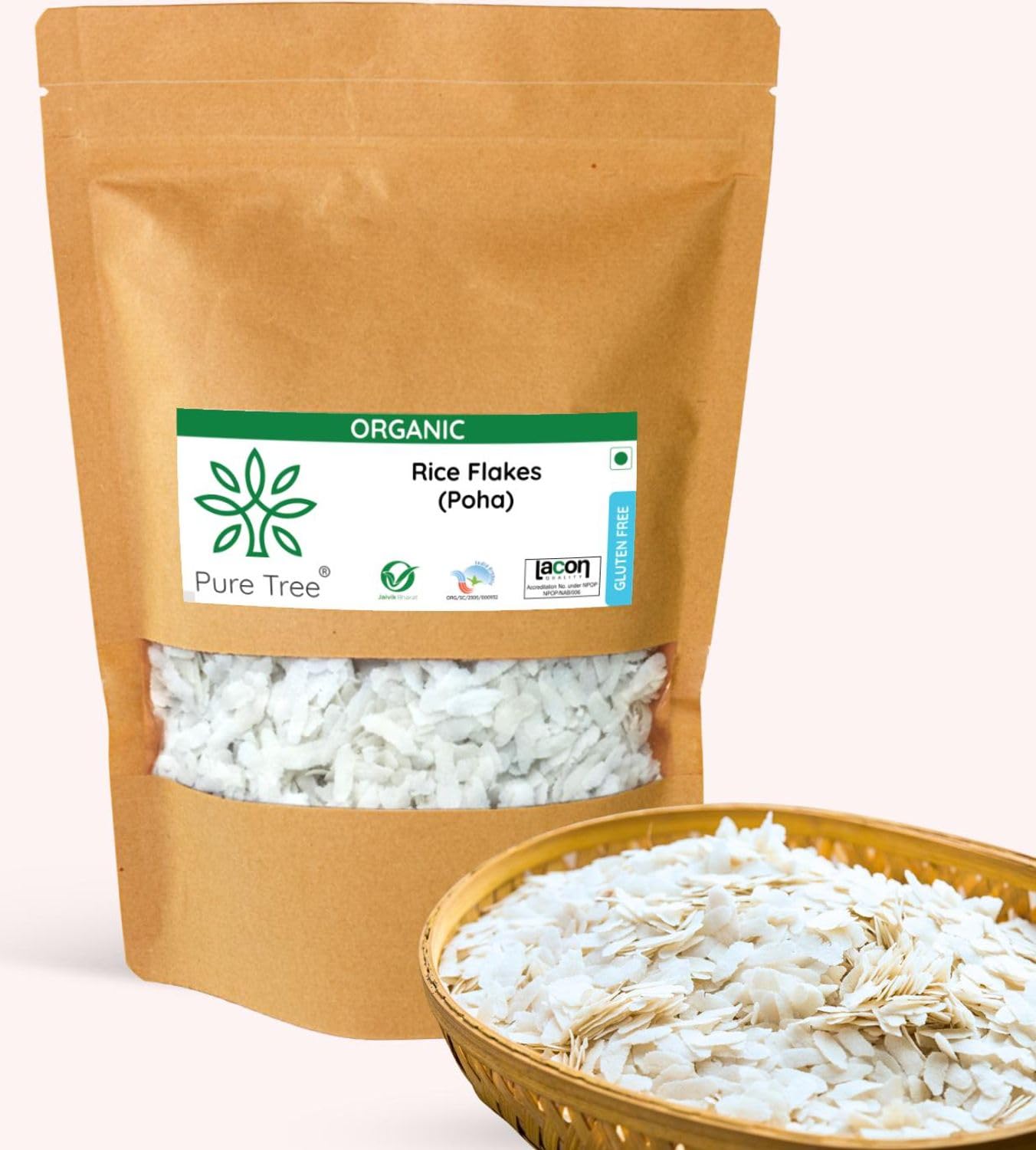 Pure Tree Certified Organic White Jada Poha | 850 g | White Thick Poha ...