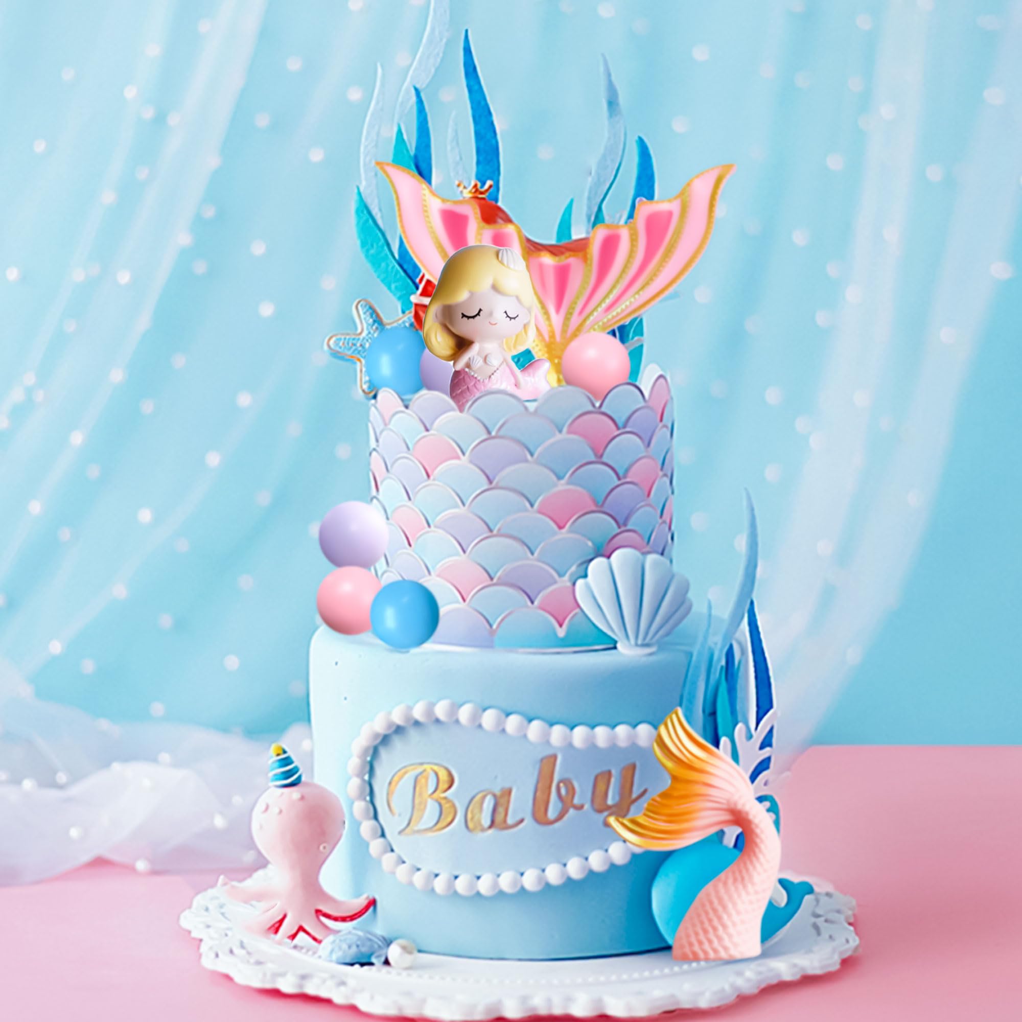 Snapklik.com : Cute Little Mermaid Cake Topper Under The Sea Cake ...