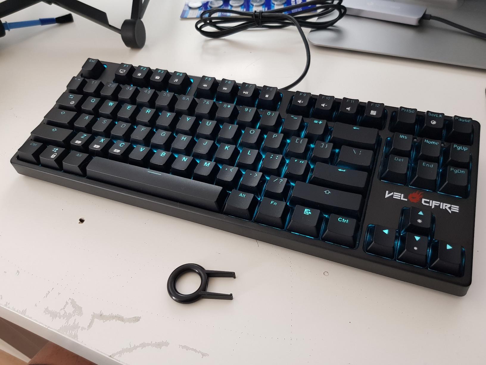 VELOCIFIRE 87 Key Mechanical Keyboard with Brown Switches, and White ...