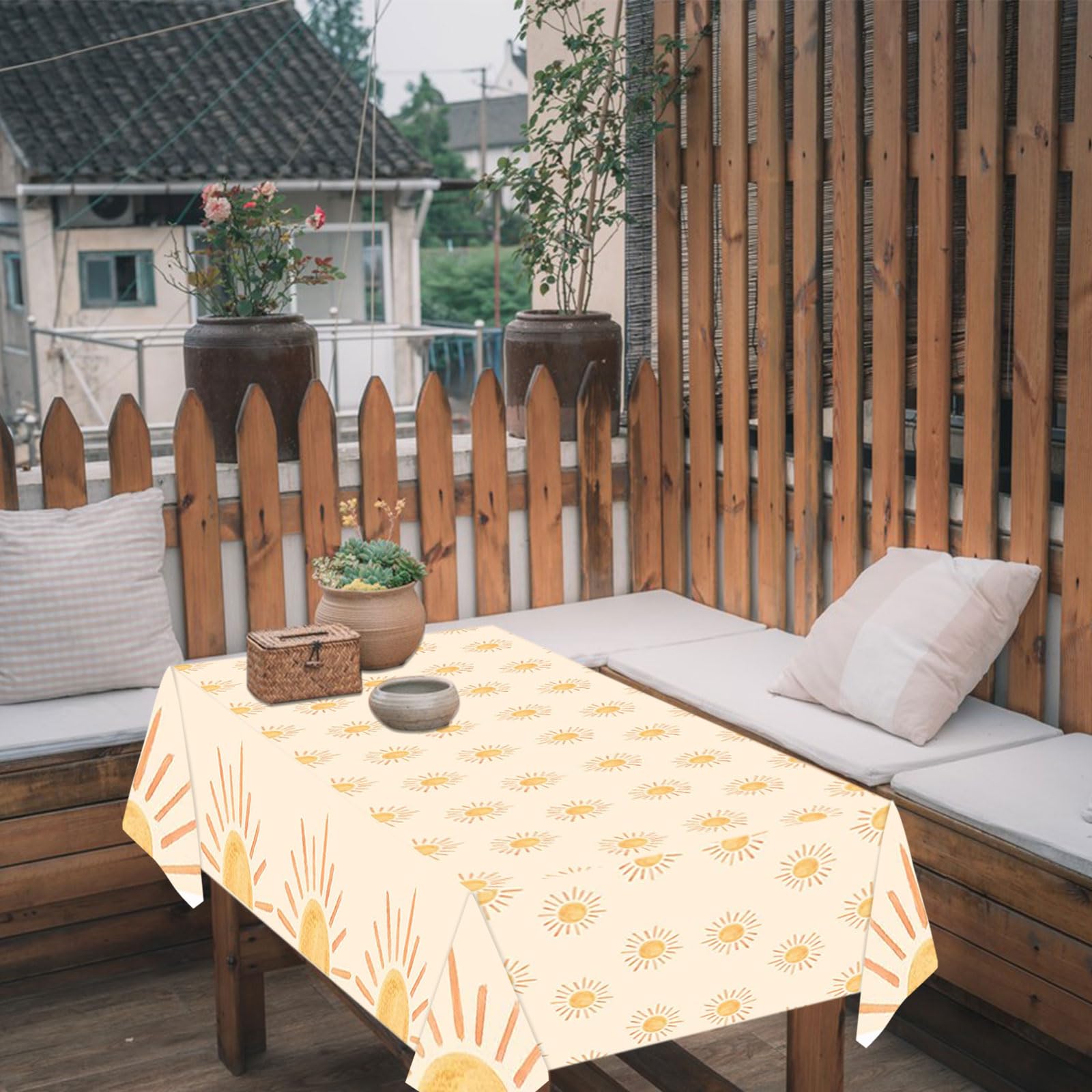Snapklik.com : Boho Sun Tablecloth 2 Packs 51 X 86 Inches Plastic ...