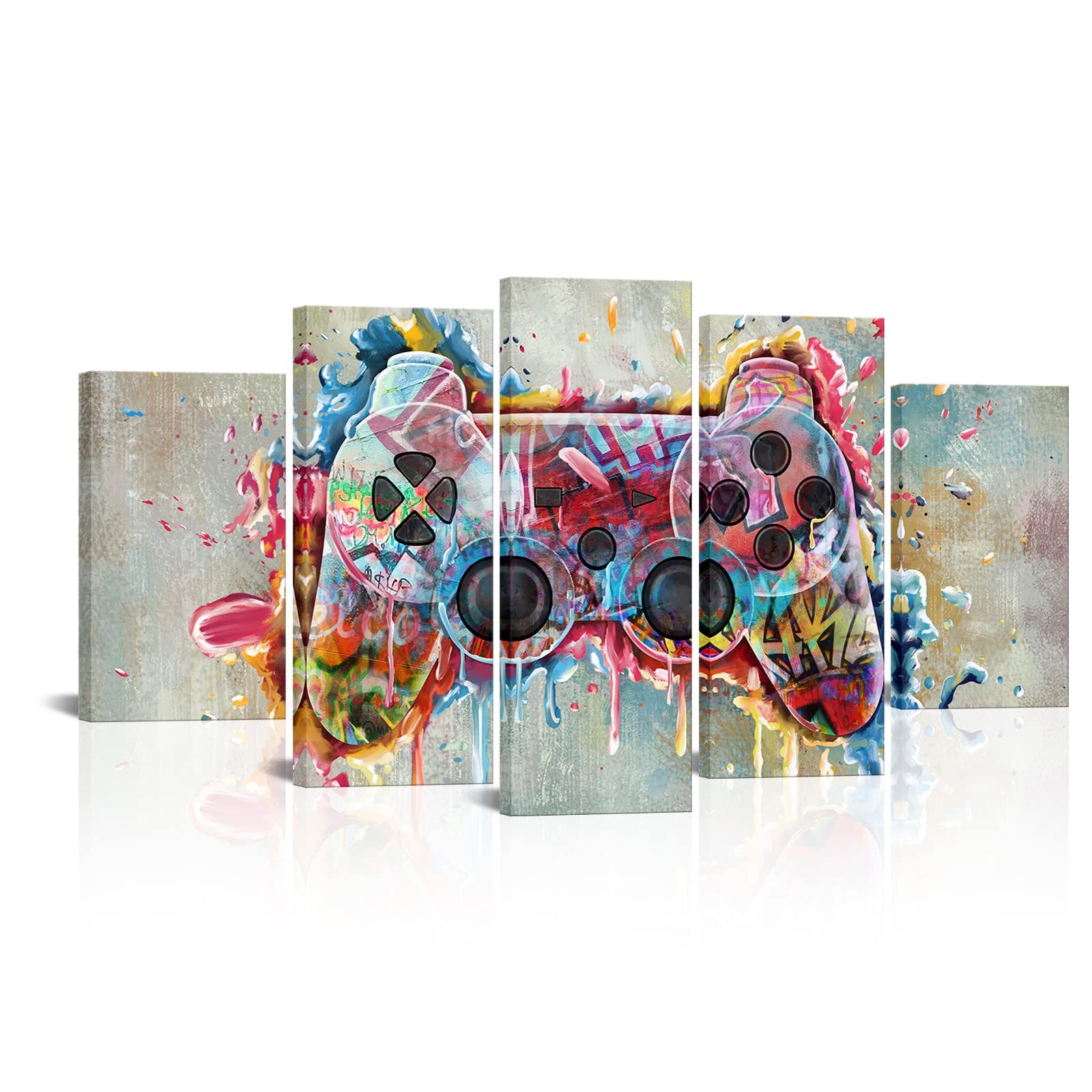 Amazon.com: HOMEOART 5 Panel Gamer Room Decor Gaming Wall Art Boys Game ...