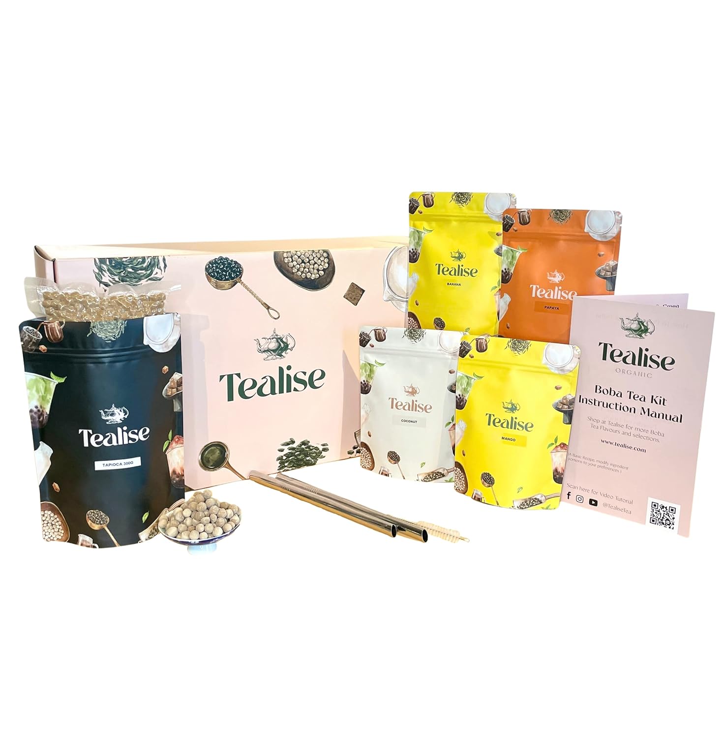 Amazon.com: TEAliSe Boba Tea Four Tropical Fruit Kit Tea Boba Tapioca ...