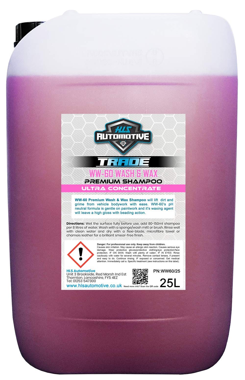 HLS Automotive Trade WW-60 Wash & Wax Car Shampoo 25L : Amazon.co.uk ...
