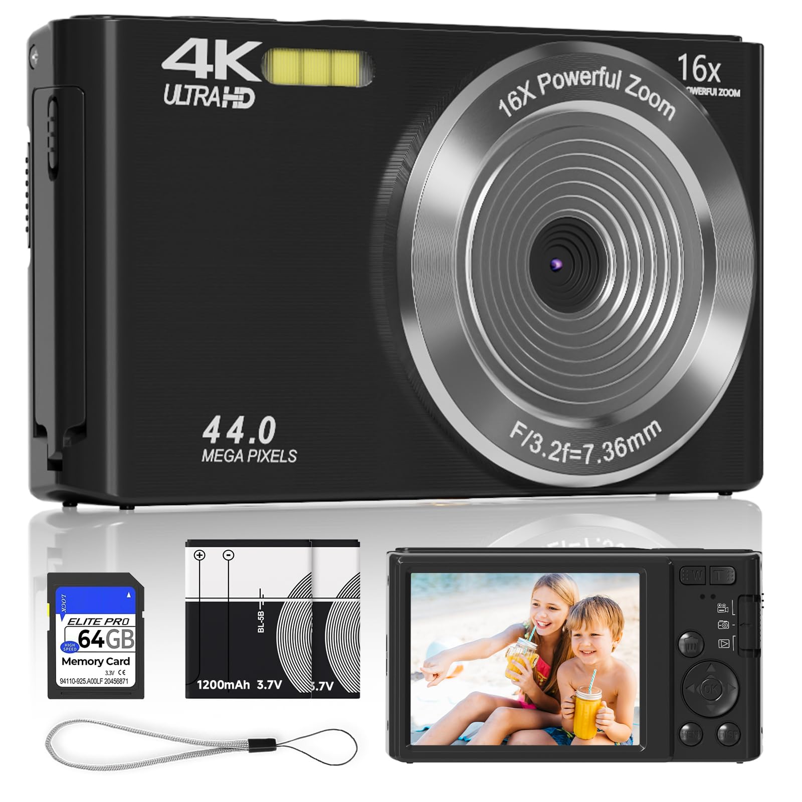 Amazon.com : Digital Camera 4K for Teens with 16X Zoom auto Focus ...