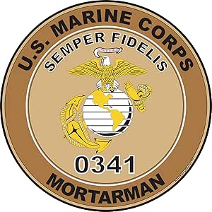 Amazon.com - U.S.M.C. MOS 0341 Mortarman Decal 3.8" 2 Pack - Desert Tan