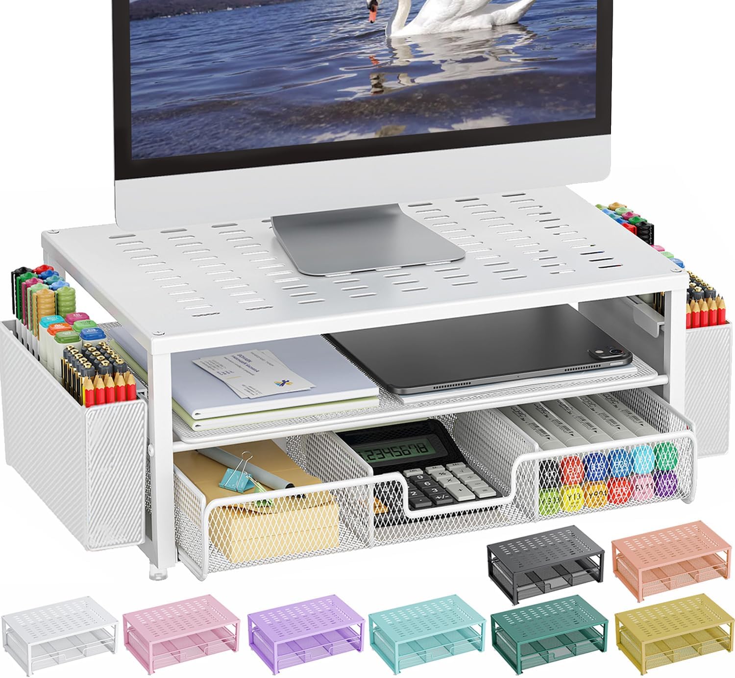 Amazon.com: KDD Monitor Stand Riser with Drawer - Computer Monitor ...