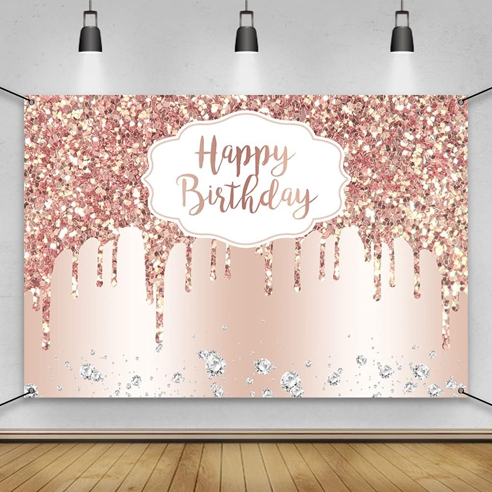 Amazon.com: AWERT Polyester 6x3.6ft Happy Birthday Banner Glitter ...