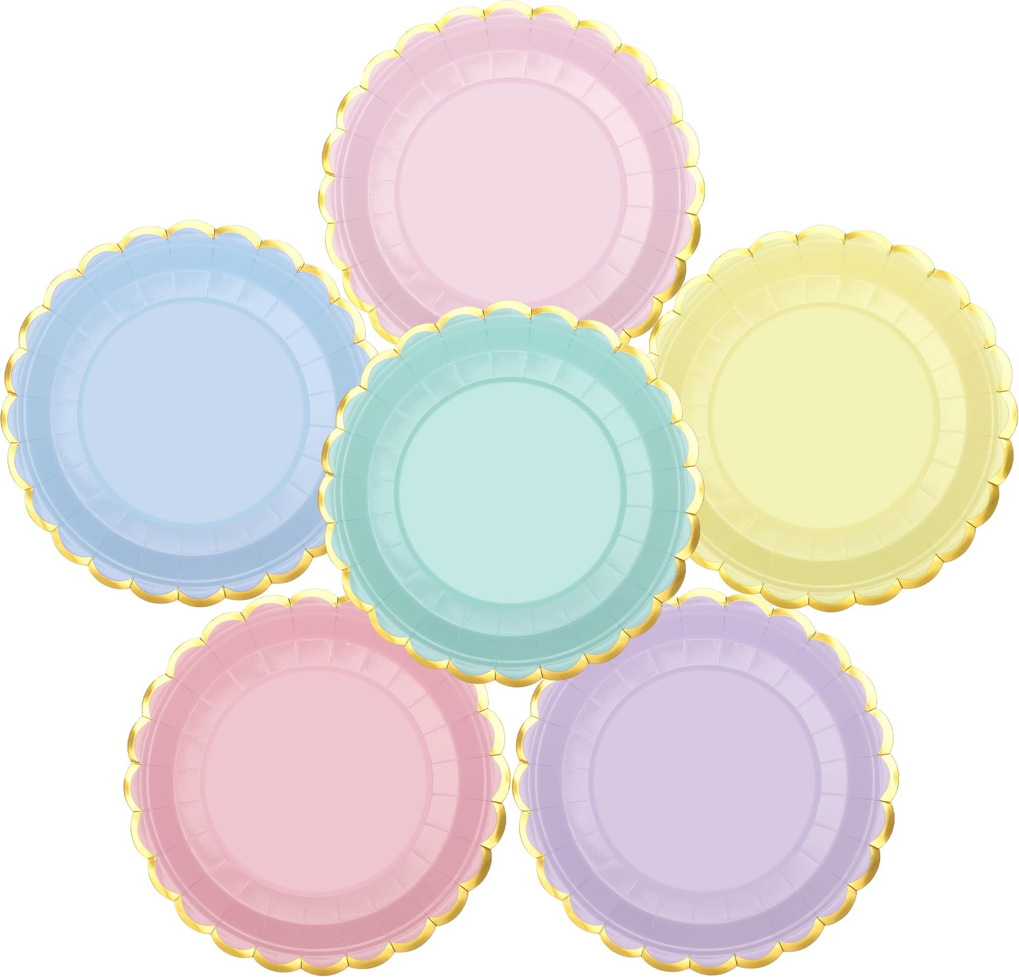 Amazon.com: AnyDesign 30Pcs Pastel Hexagonal Paper Plates with Metallic ...