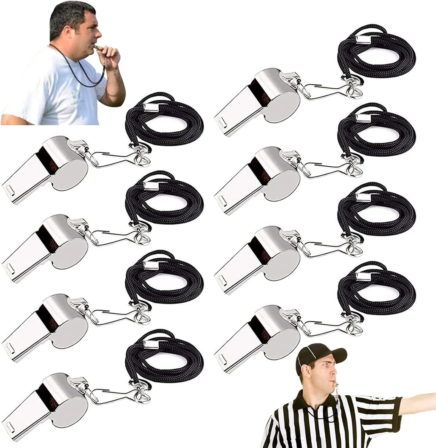 Lot de 8 Sifflets en Acier Inoxydable, VEGCOO Sifflet de Sport avec ...