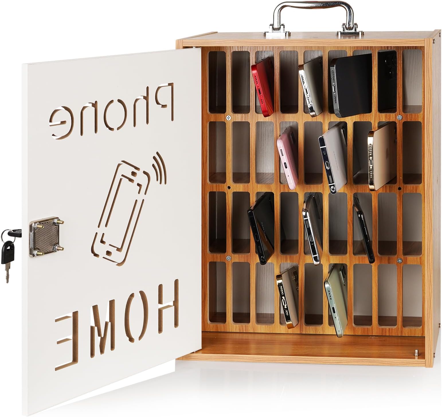 Amazon.com: Echaprey Cell Phone Holder Classroom Pocket Chart Wooden ...