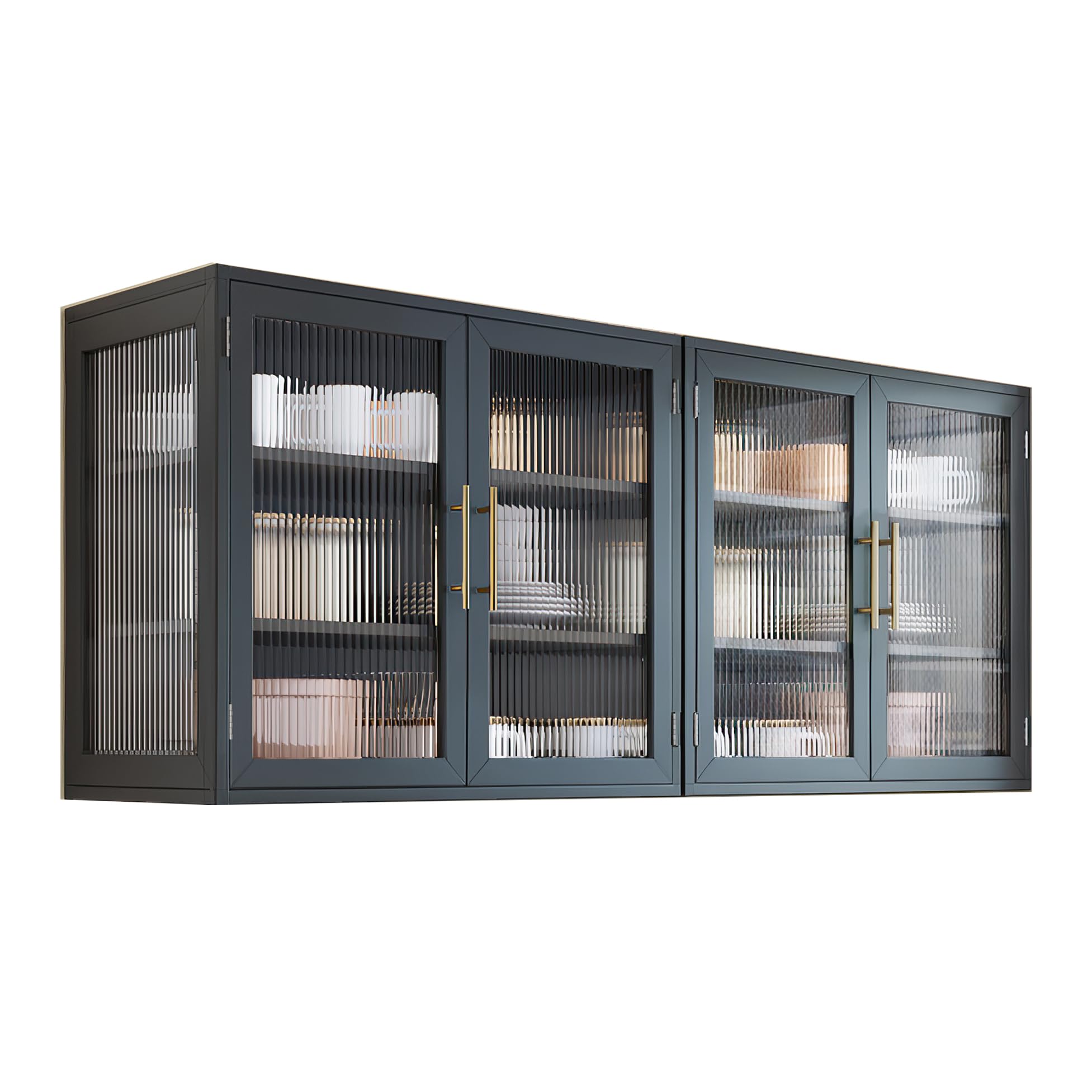 Amazon.com: NEWOWNDS Kitchen Wall Cabinet Set of 2,Black Wall Mounted ...