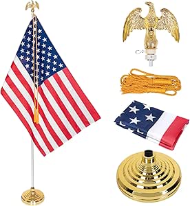Amazon.com : BMFTRRI 8FT Telescoping Indoor Flag Pole Kit Golden Eagle Topper Aluminum Pole with ...