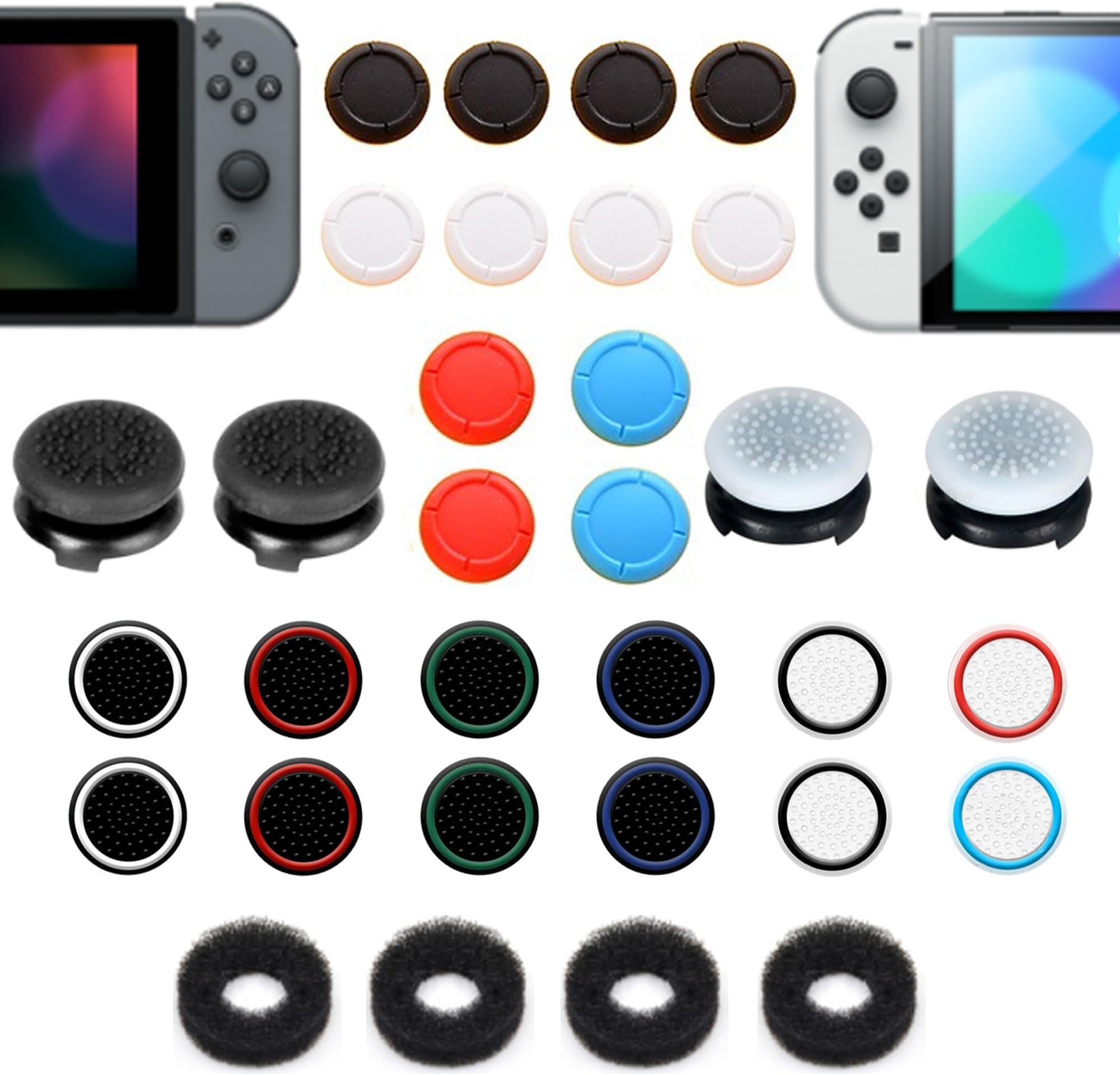 Amazon.com: Switch Lite Thumb Grips, Different Sizes Joystick Caps for ...