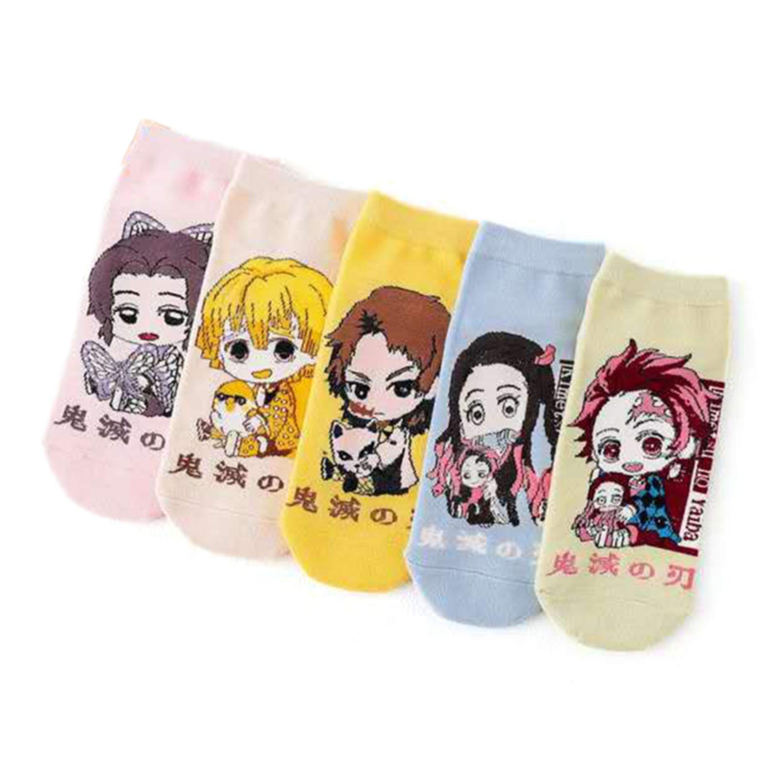 Saicowordist 5 Pairs Demon Slayer Ankle Socks Nezuko Tanjirou Zenitsu ...