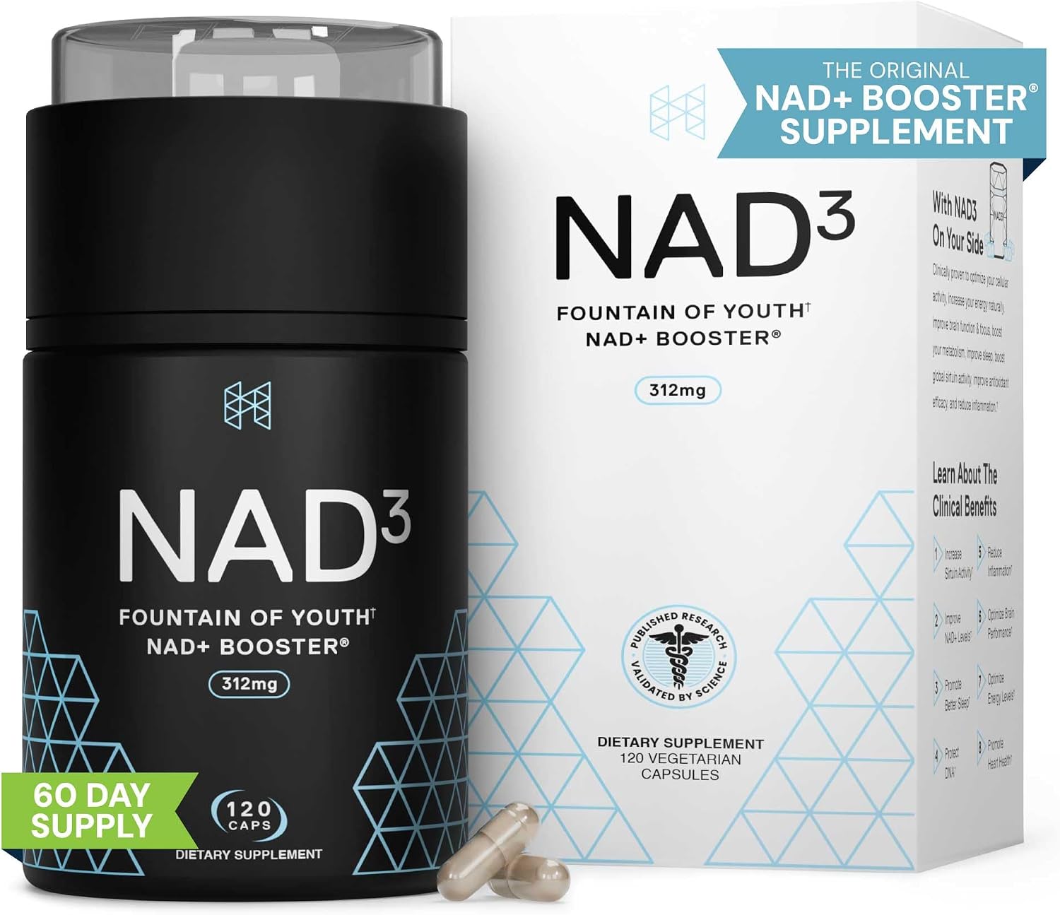 Suplementos HPN NAD3 NAD+ Booster | Tamaño económico Suministro para 2 ...