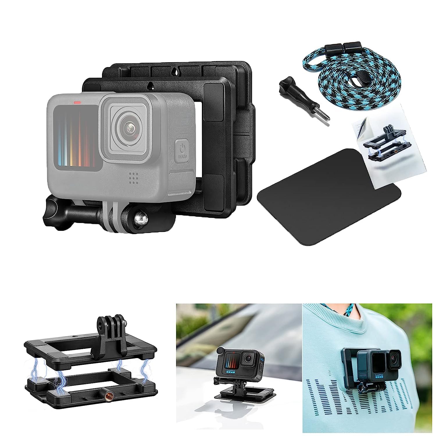 ADOFYS Super Magnetic Mount Clip for GoPro Hero 11 10 9 8 4 5 6 7 Black ...