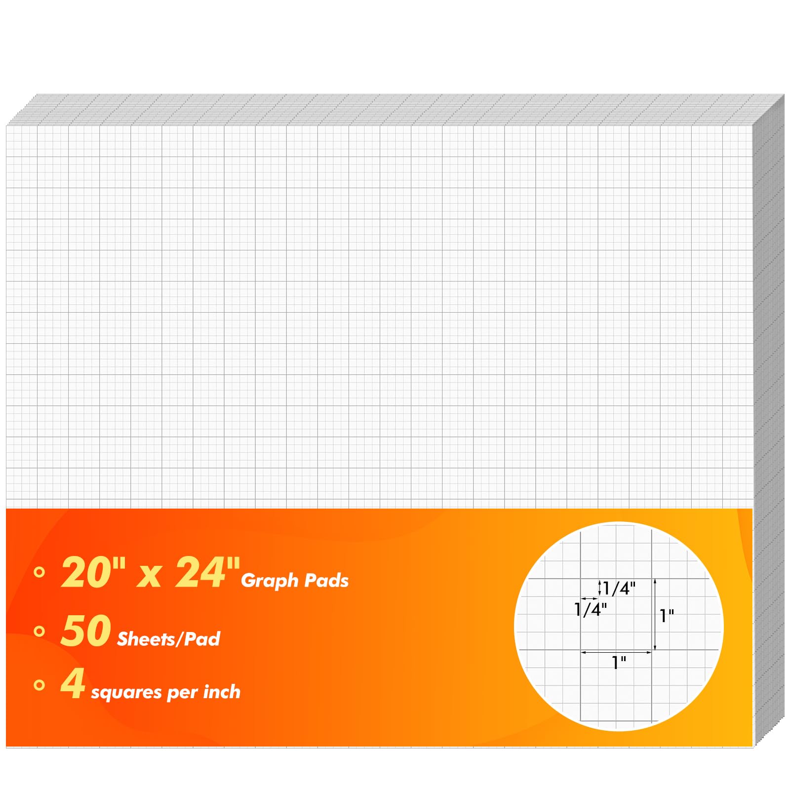 Amazon.com : Watersay 50 Sheet Large Graph Paper Pad 20" x 24" Giant ...