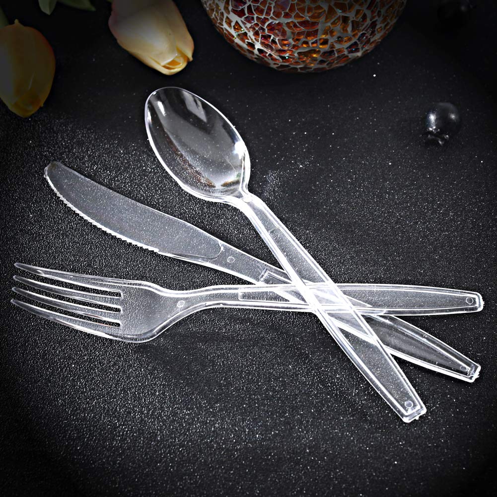 Snapklik.com : BUCLA 360 Pieces Clear Plastic Silverware -Disposable ...