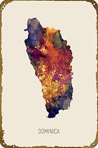 Amazon.com : Dominica Map poster Retro tin Sign Wall Art Decor Metal ...